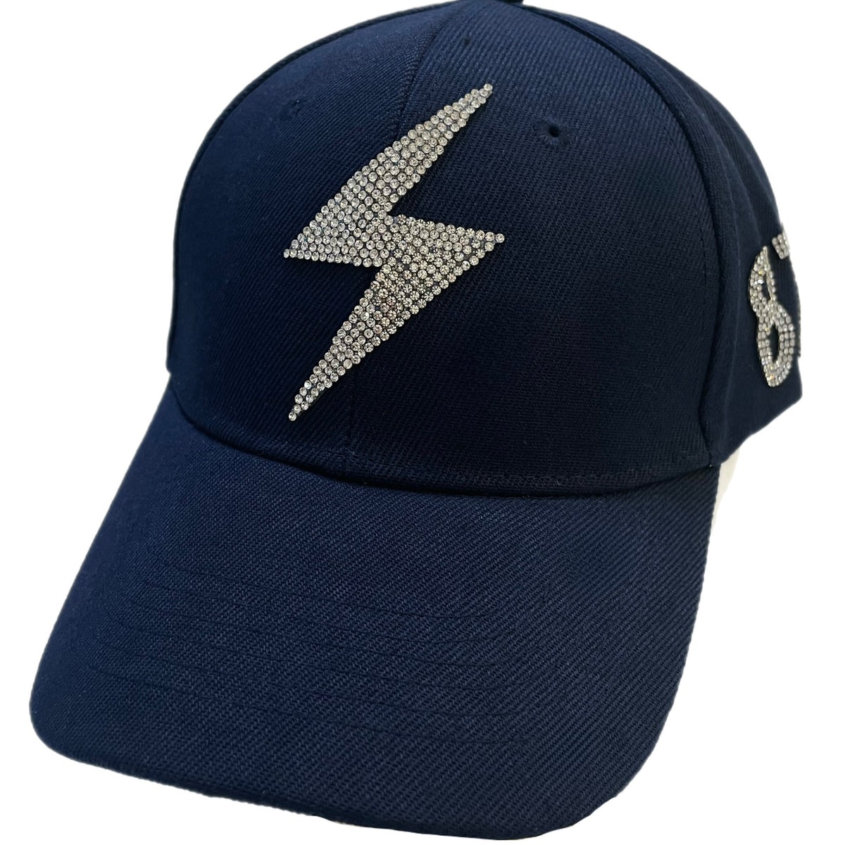 CrystalRags Navy Baseball Cap With Crystal Lightning Bolt Design & Cus ...