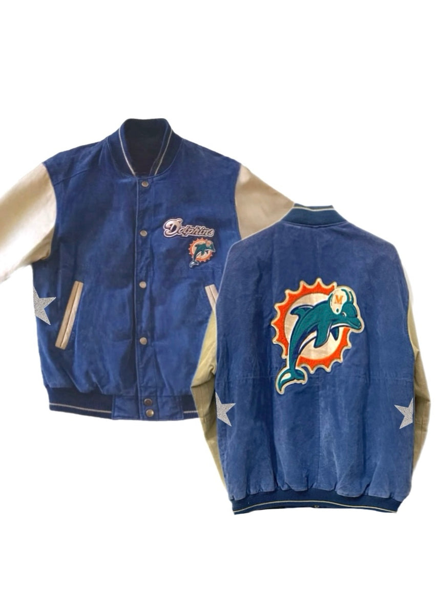 Miami Dolphins, Football “Rare Find” One of a KIND Vintage Denim & Lea ...