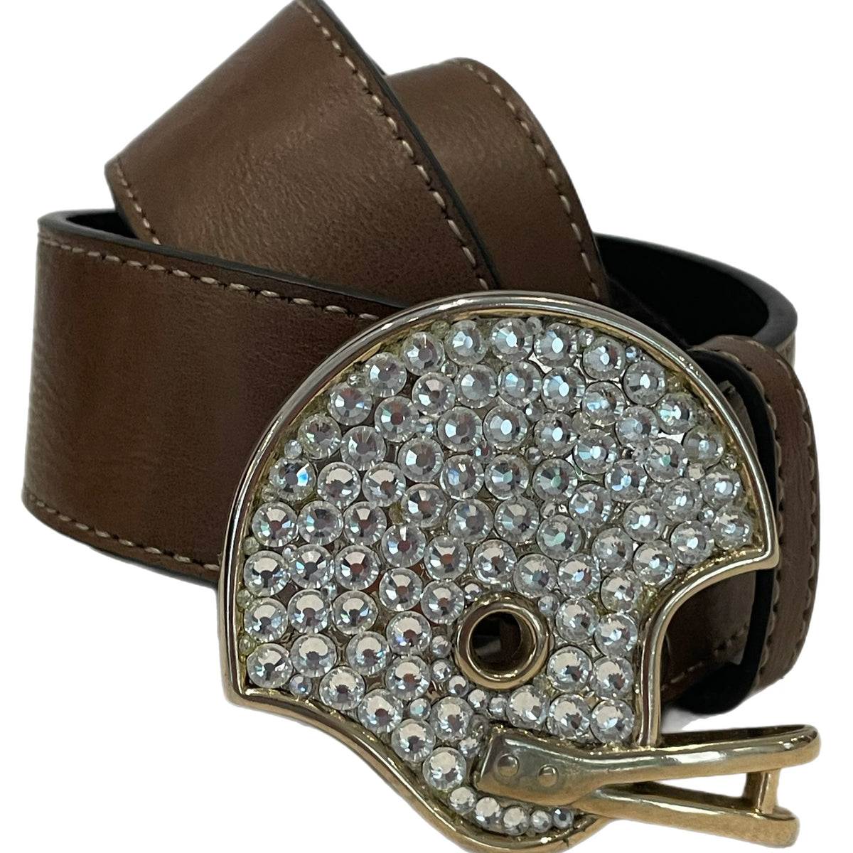 Football Crystal Vintage 1970 Belt Buckle with New Soft Leather Strap ...