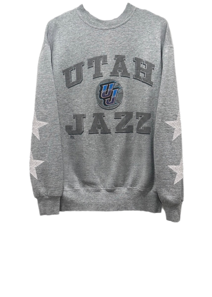 Utah Jazz, Basketball One of a KIND Vintage Sweatshirt with Crystal St ...
